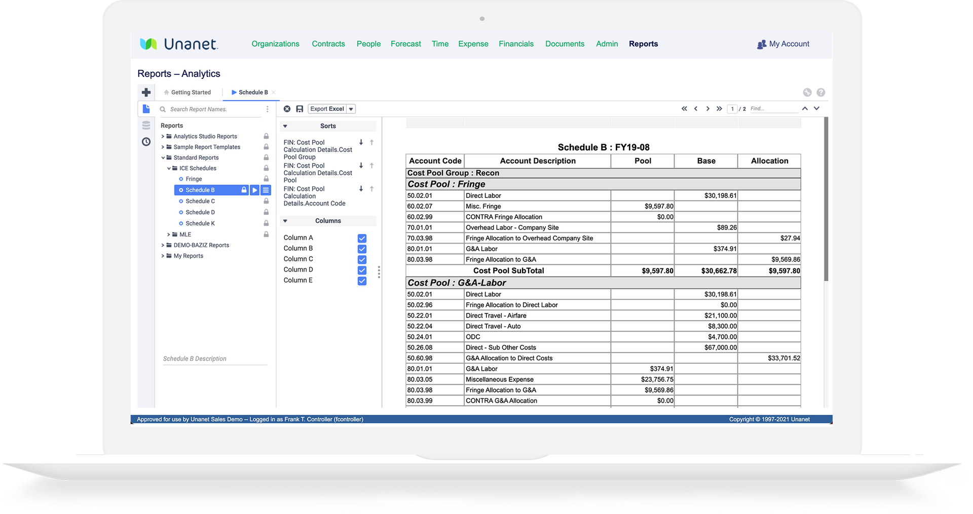 Financials | ERP for GovCon | Unanet