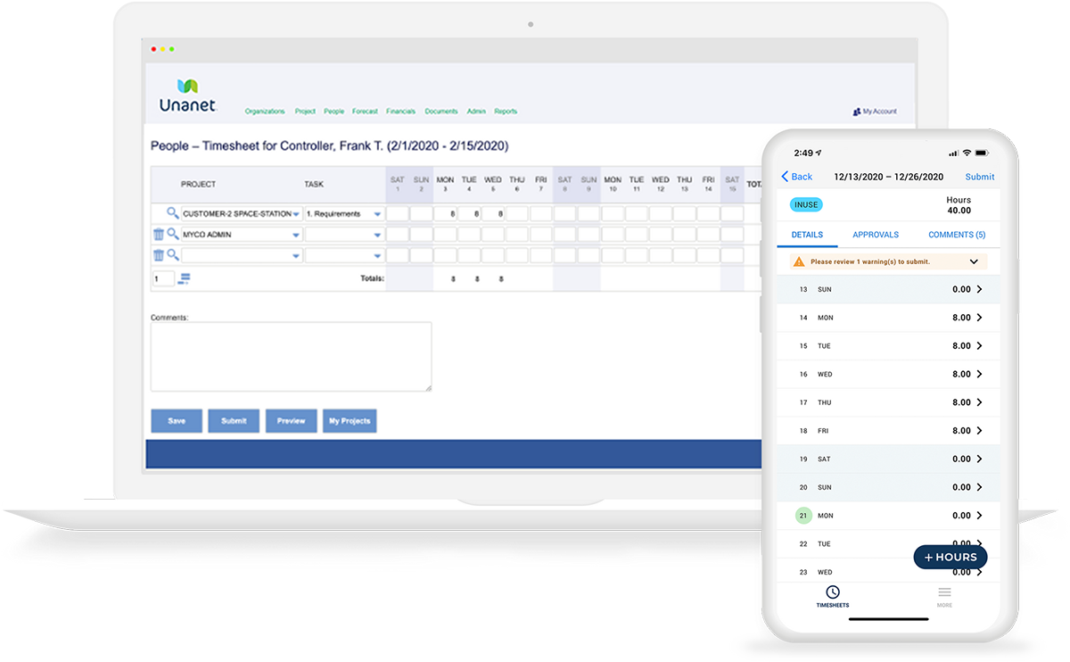 Track Time and Expenset | ERP for GovCon | Unanet