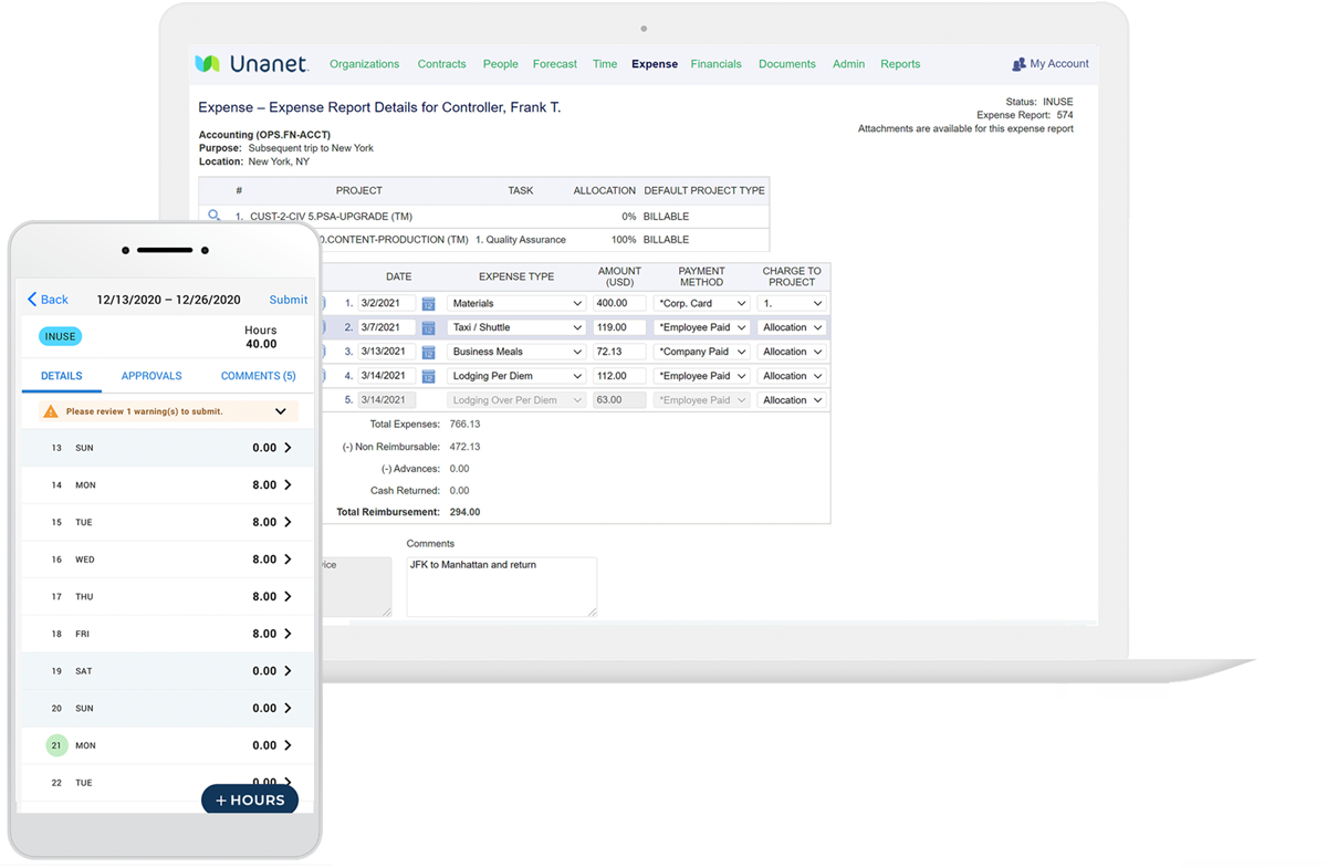 Track Time and Expenset | ERP for GovCon | Unanet